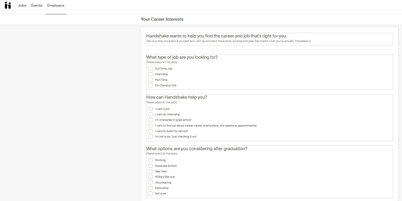 Handshake Profile – Career Services - Montclair State University