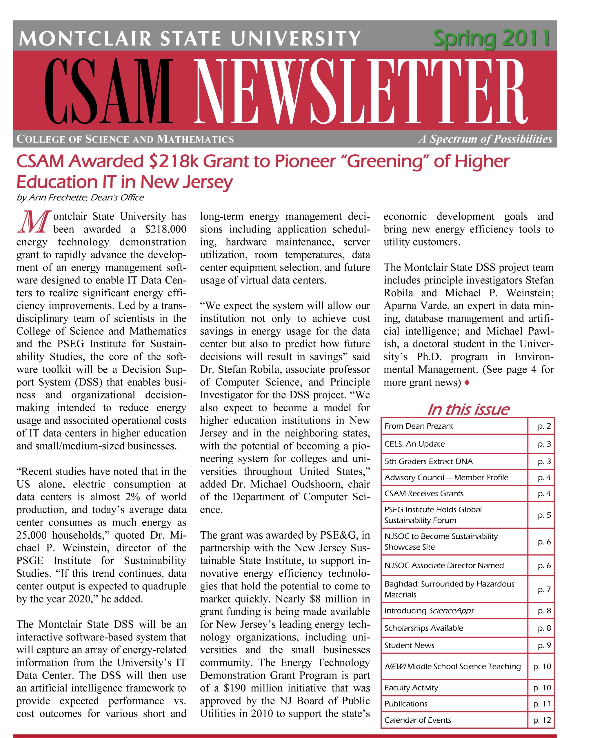 Newsletters And Publications – College Of Science And Mathematics ...