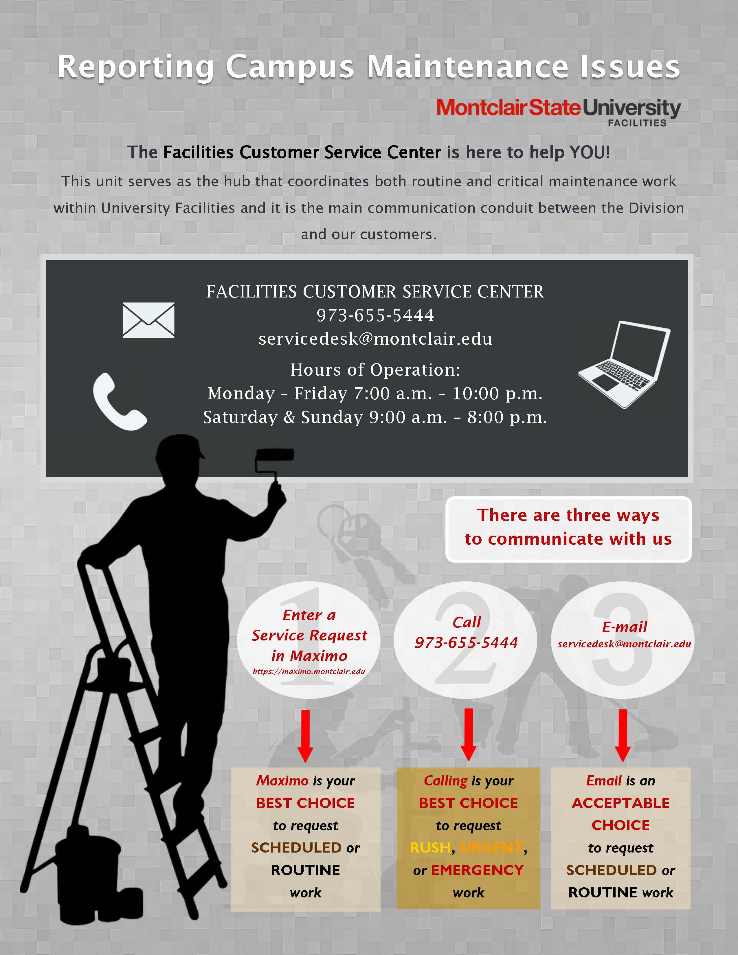 Reporting Campus Maintenance Issues – University Facilities - Montclair ...