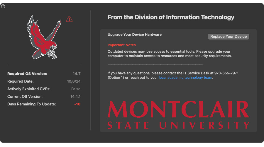 MacOS Releases – Information Technology Division - Montclair State University