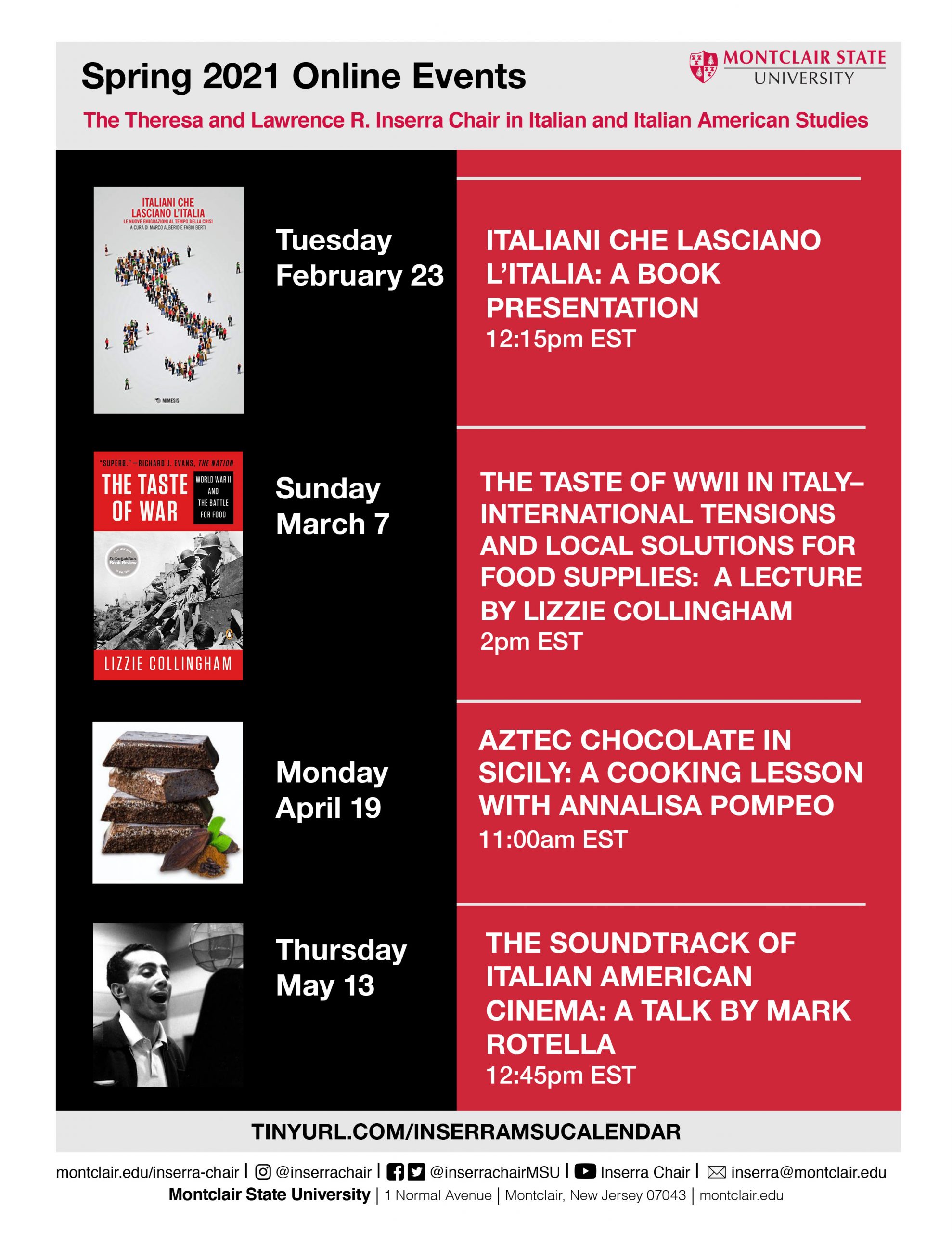 Spring 21 Calendar Of Inserra Events – Inserra Chair - Montclair State ...