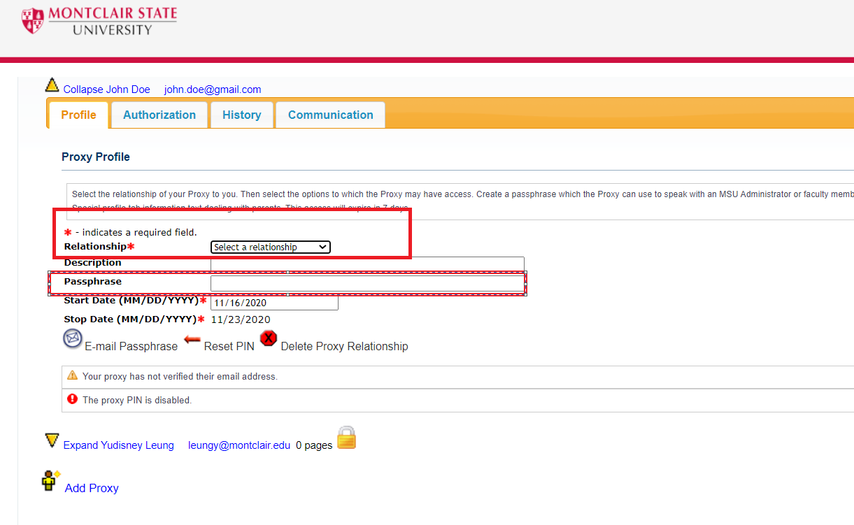 How To Grant Proxy Access – Red Hawk Central - Montclair State University