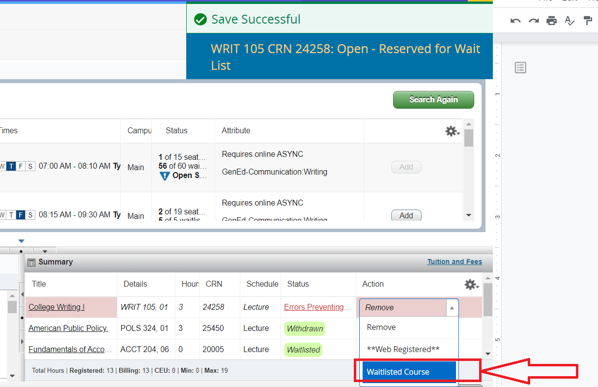 Waitlist Information For Students – Red Hawk Central - Montclair State ...