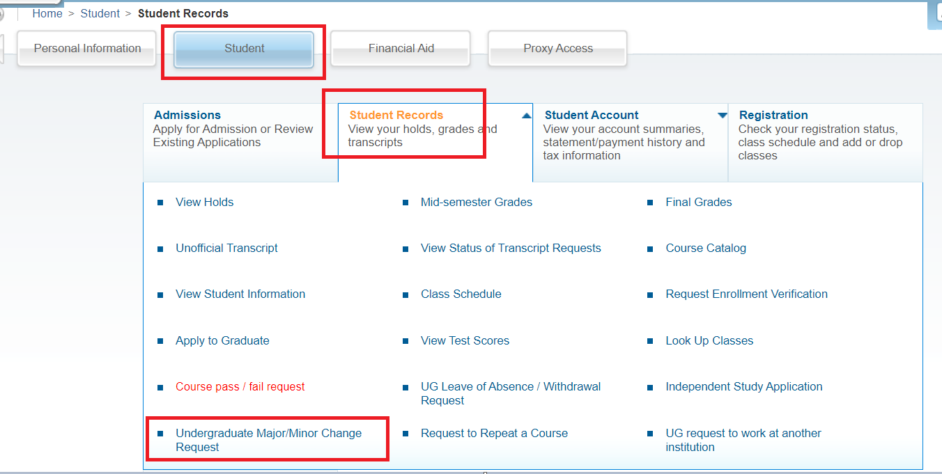 Undergraduate Change Of Major Request – Red Hawk Central - Montclair State University
