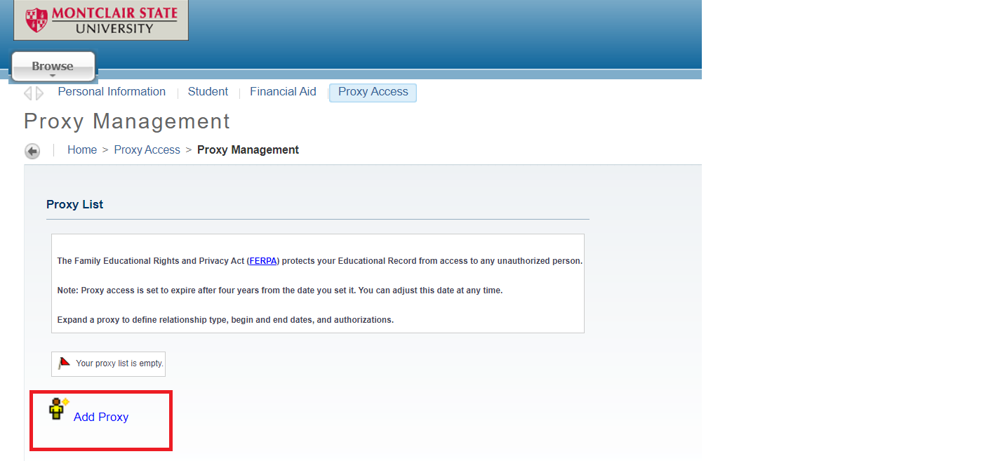 How To Grant Proxy Access – Red Hawk Central - Montclair State University