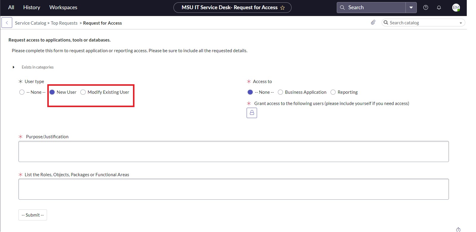 How To Create An Access Request For Banner Access Or Banner Reporting ...