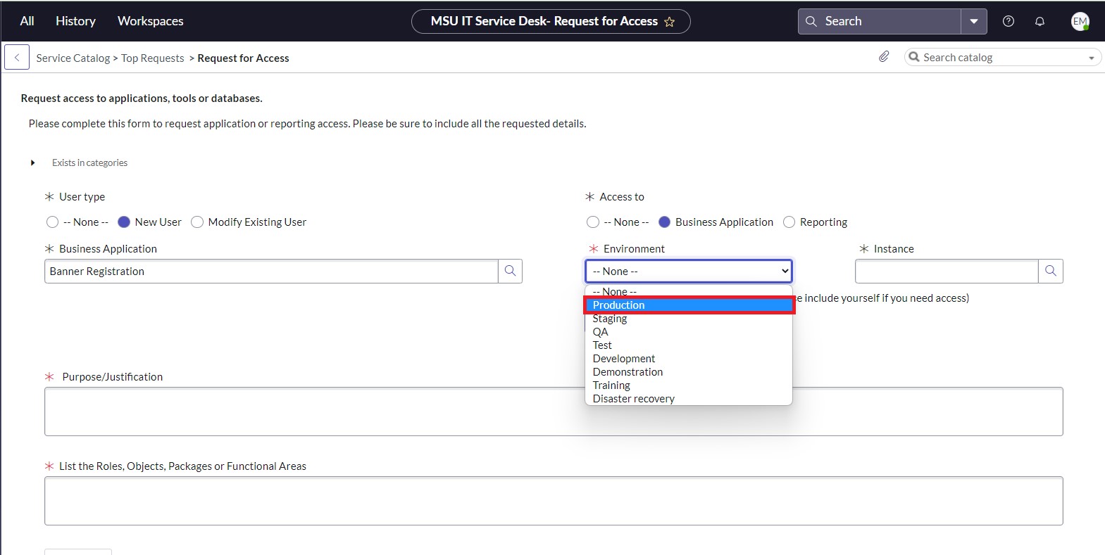 How To Create An Access Request For Banner Access Or Banner Reporting ...