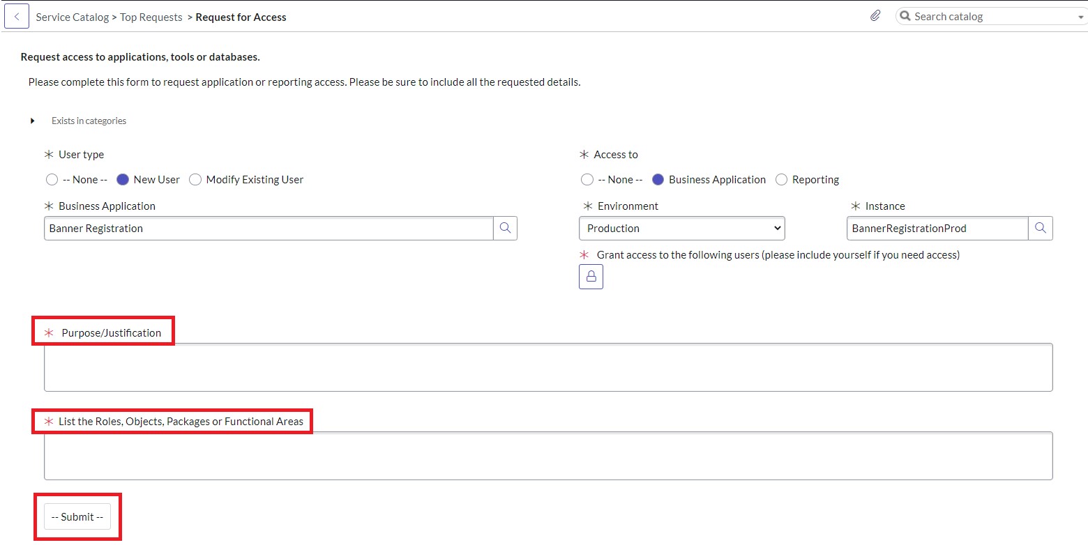 How To Create An Access Request For Banner Access Or Banner Reporting ...