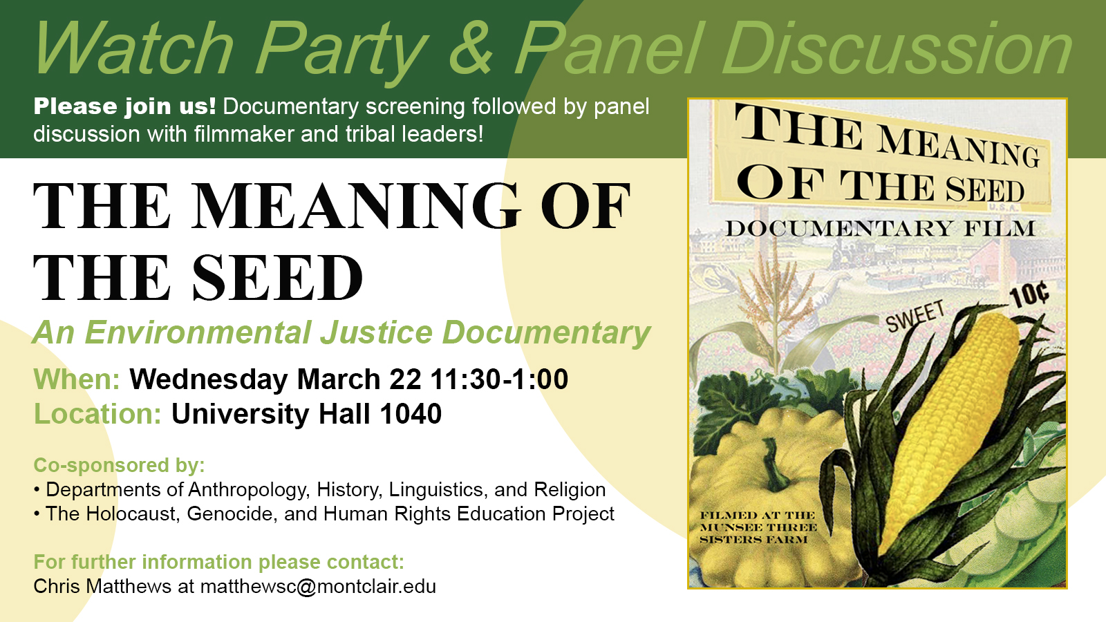 Screening Of Documentary “Meaning Of The Seed”, A Film About Native American Justice And ...