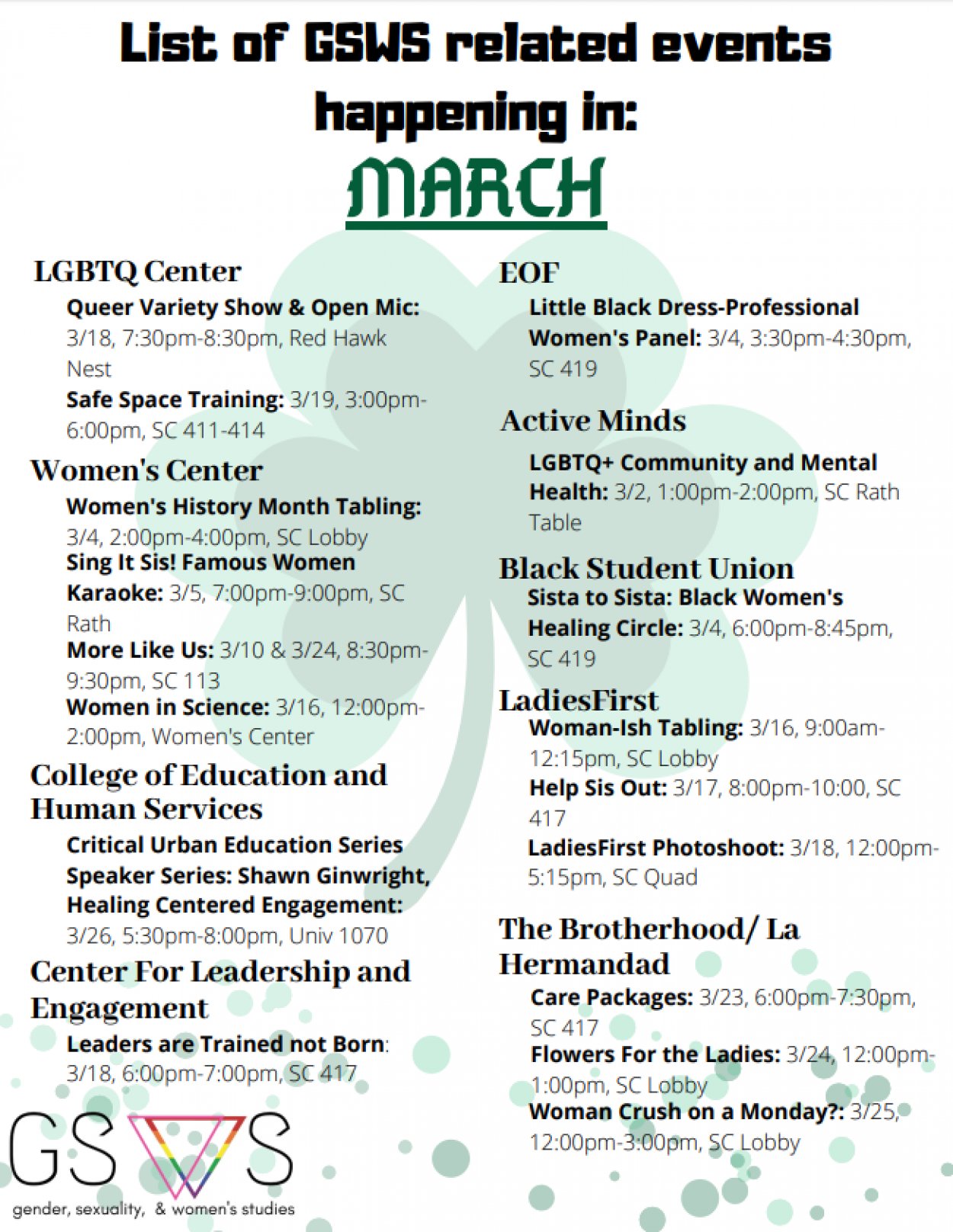 March 2020 Events – Gender, Sexuality, And Women's Studies - Montclair ...