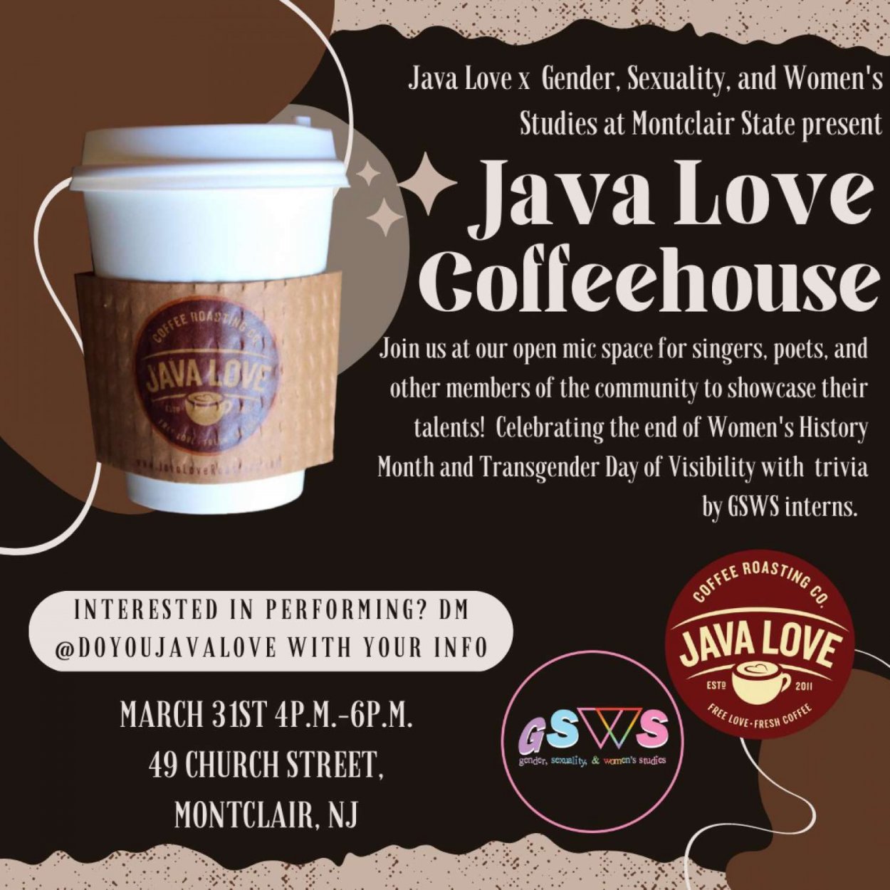 GSWS And Java Love Invite You To Open Mic Night To Celebrate Women’s ...