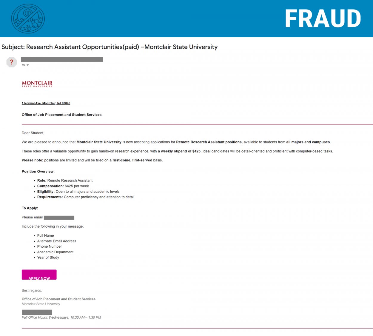 Research Assistant Opportunities(paid) –Montclair State University – Phish Files - Montclair ...